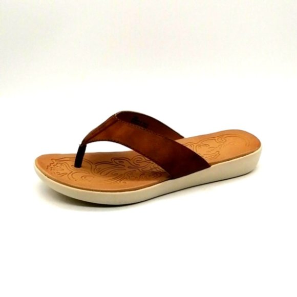 boc | Shoes | Boc Womens Aimee Thong Flip Flop Sandals Tan Faux Leather ...